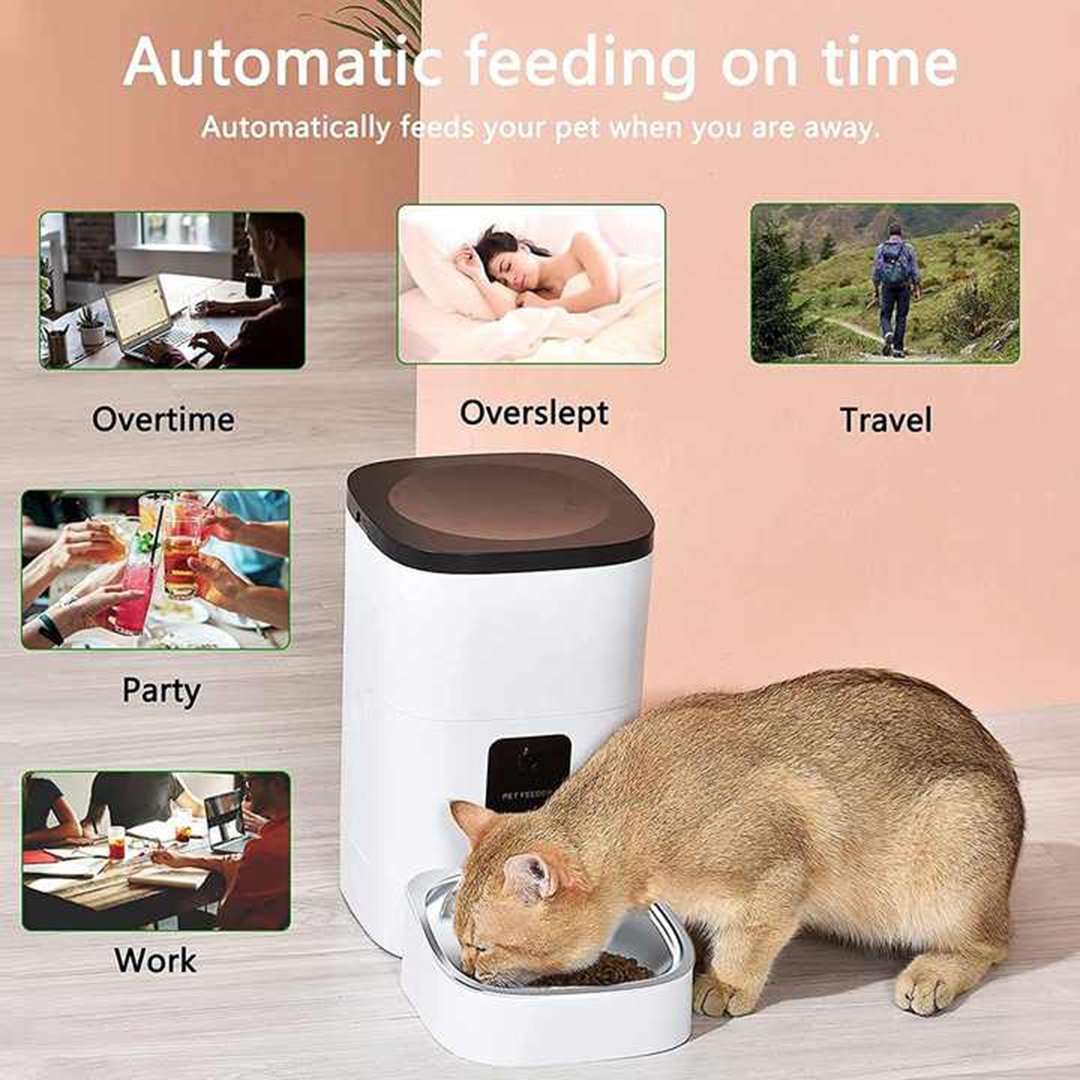 WiFi Smart Pet Feeder with 1080P HD Camera | 4L/6L Automatic Cat Feeder ...